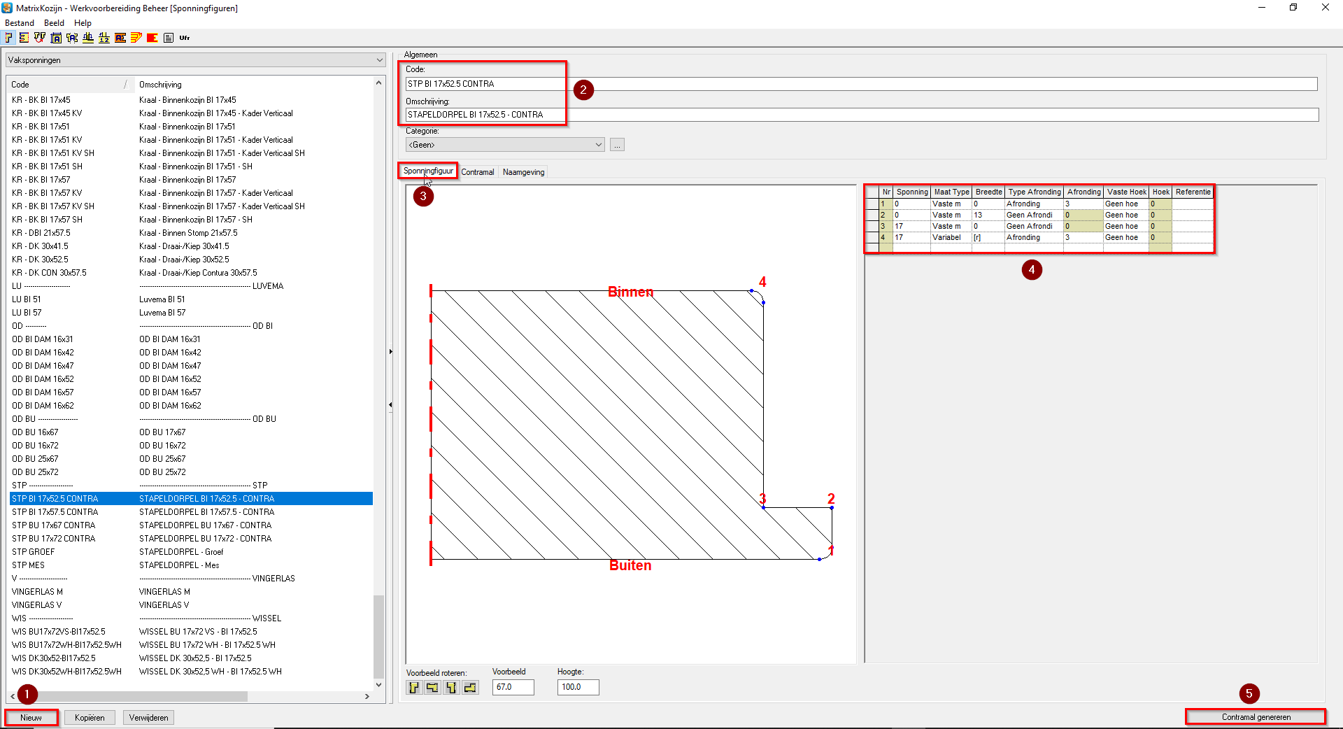 Vaste stapeldorpels in een kozijn invoeren | Matrix Knowledge Base